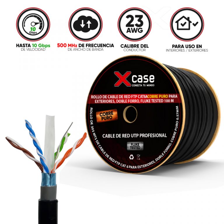 Bobina Negra de red por rollo FTP Categoría 6, Certificable de Cobre ...